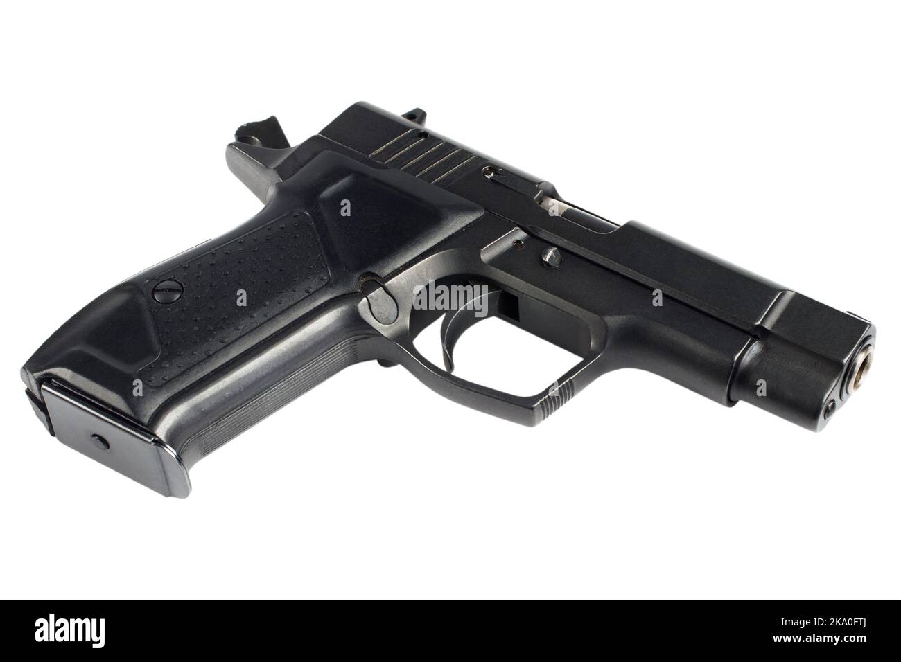 lock and load handgun weapon isolated on white background Stock Photo ...