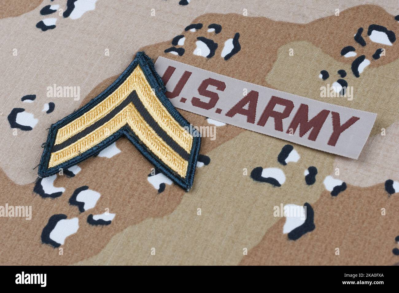 US ARMY desert pattern battle dress uniform with corporal rank patch ...