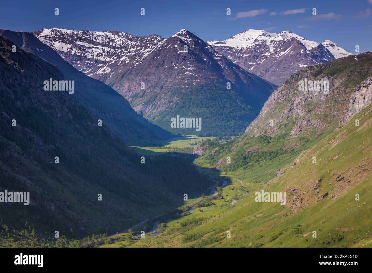 Idyllic valley and dramatic landscape of Haute Savoie near Iseran Pass ...