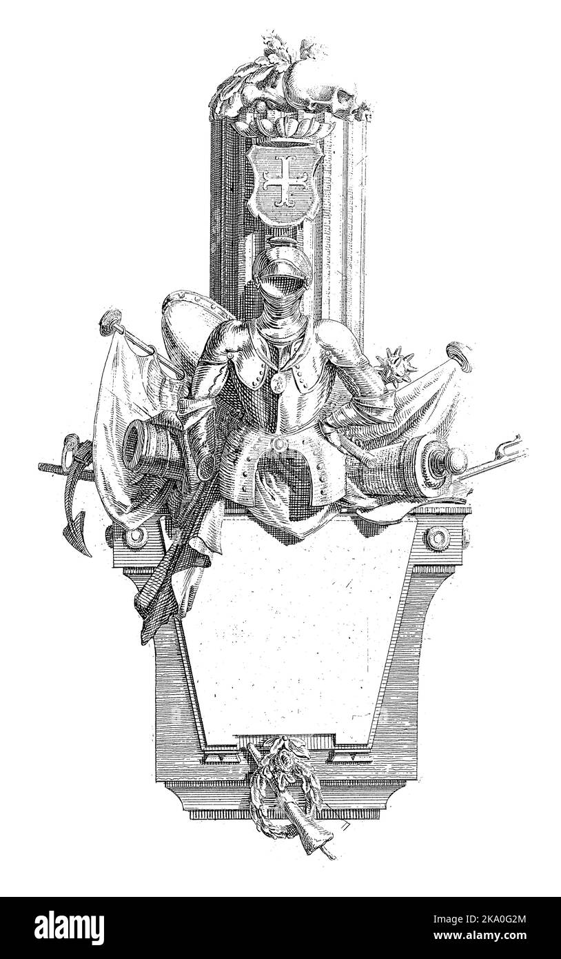 Funerary monument with a blank field in the middle, above which a ...