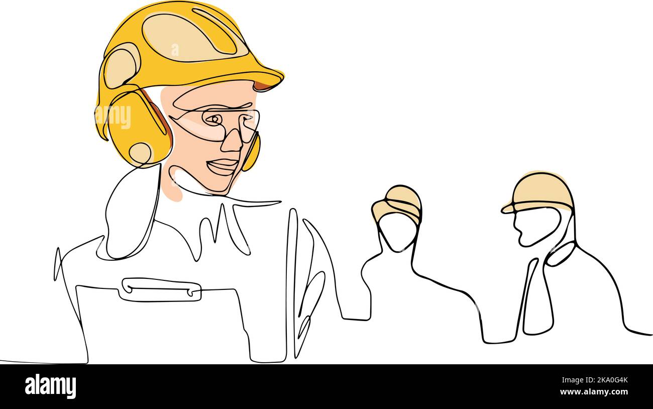 construction manager and engineer working on building site. Vector ...