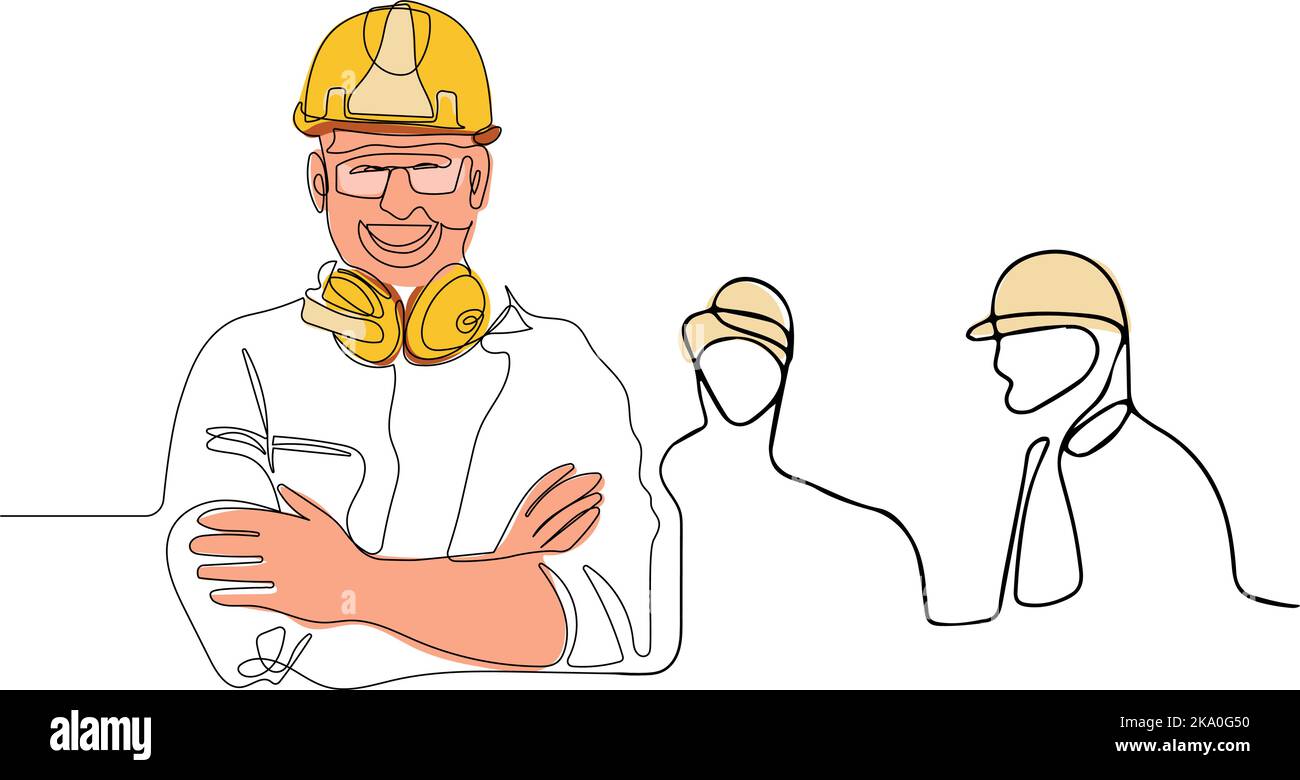 construction manager and engineer working on building site. Vector ...