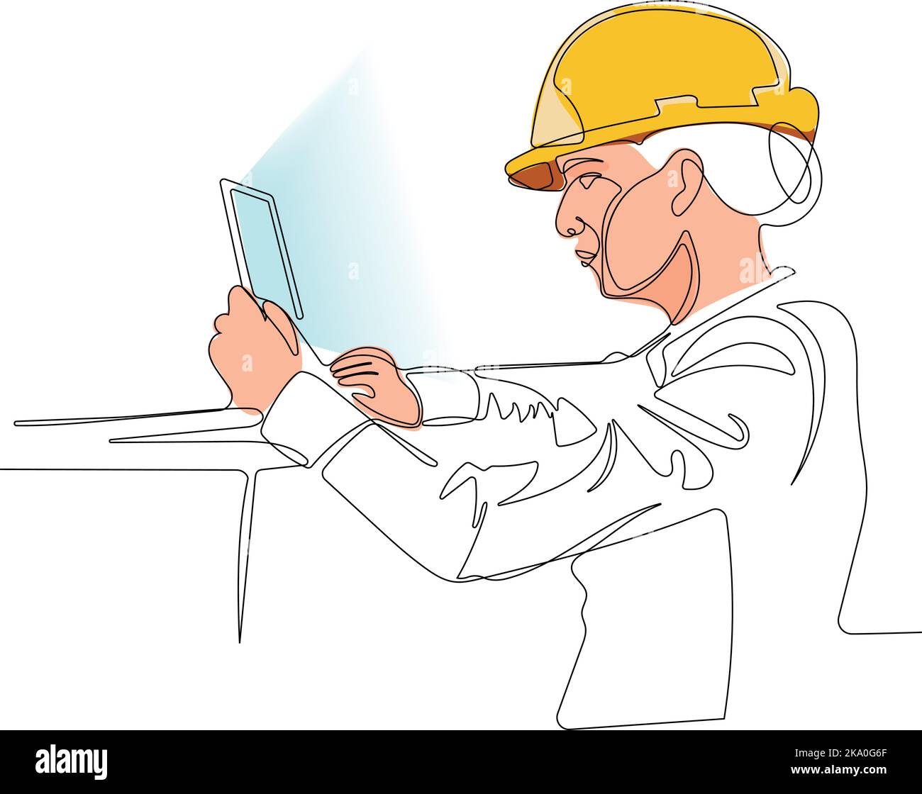 construction manager and engineer working on building site. Vector ...