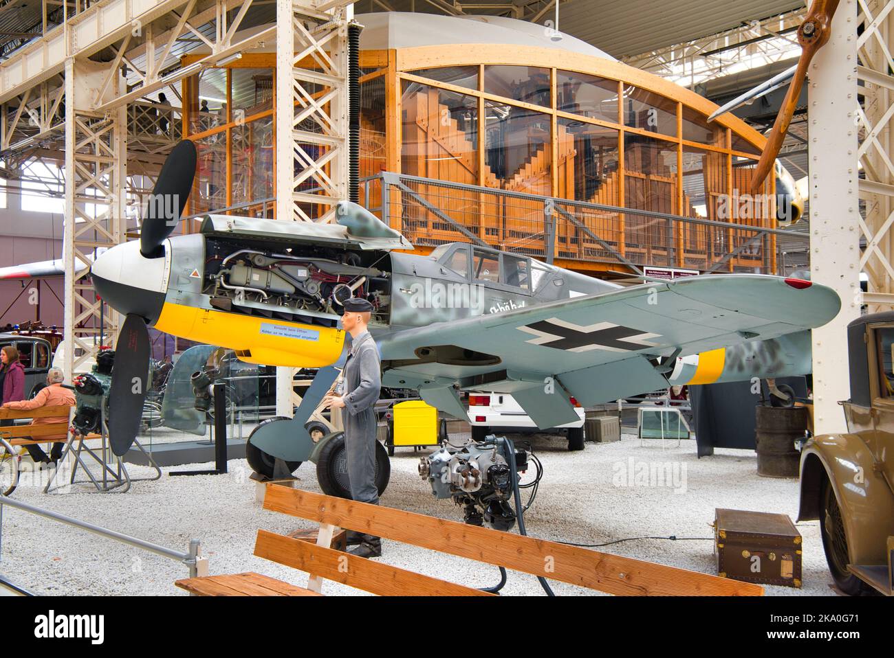 SPEYER, GERMANY - OCTOBER 2022: grey gray yellow MESSERSCHMITT BF 109 G-4 1942 in the ...