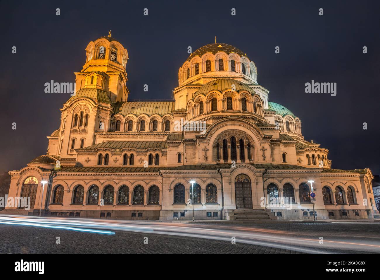 St Alexander Nevski Cathedral in Sofia illuminated at night, Bulgaria Stock Photo - Alamy