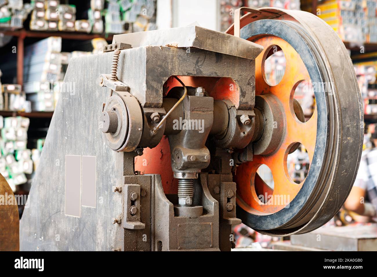 wheel and gears, detail of an old paper guillotine Stock Photo - Alamy