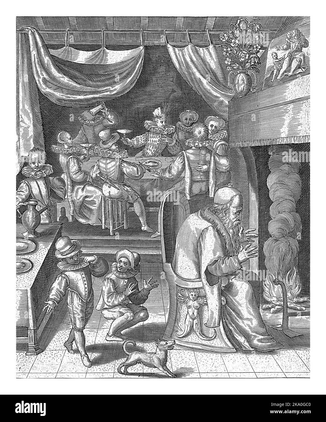 Eighth stage of life of eighty years depicted as an old man sitting by ...