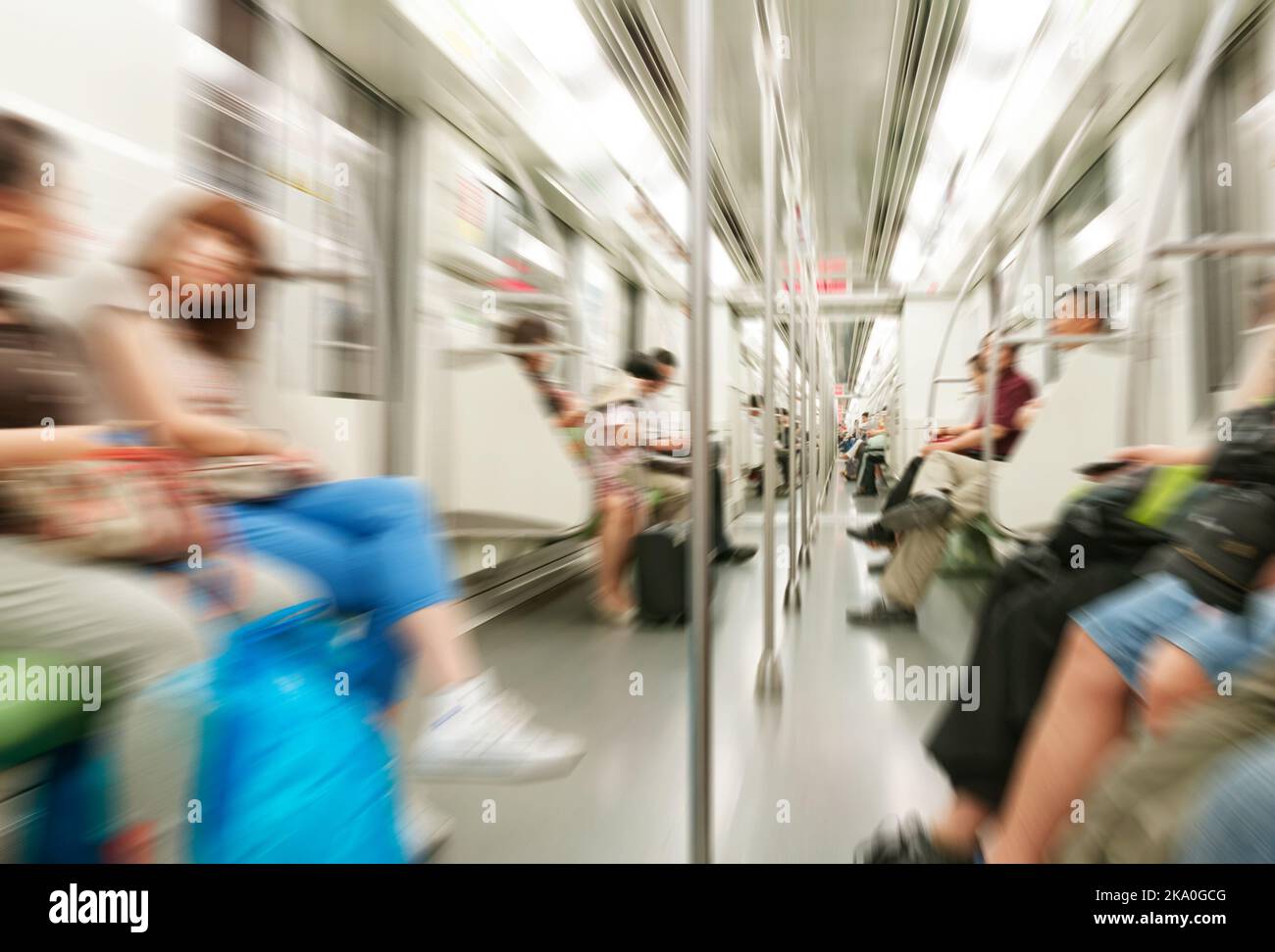 People in subway train Stock Photo - Alamy