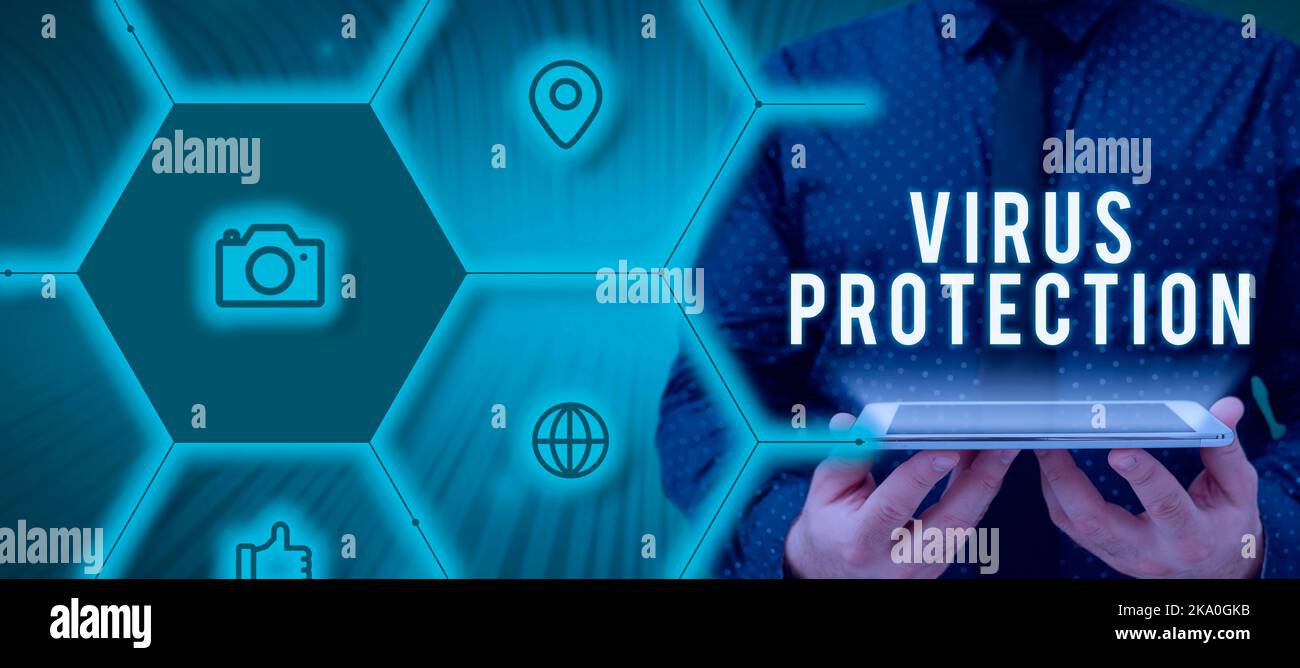 Sign displaying Virus Protection. Internet Concept outlining how they ...