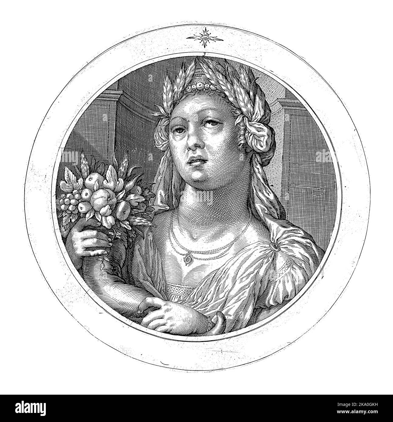 Ceres with cornucopia, Jacob Matham, 1599 - 1600, vintage engraved ...
