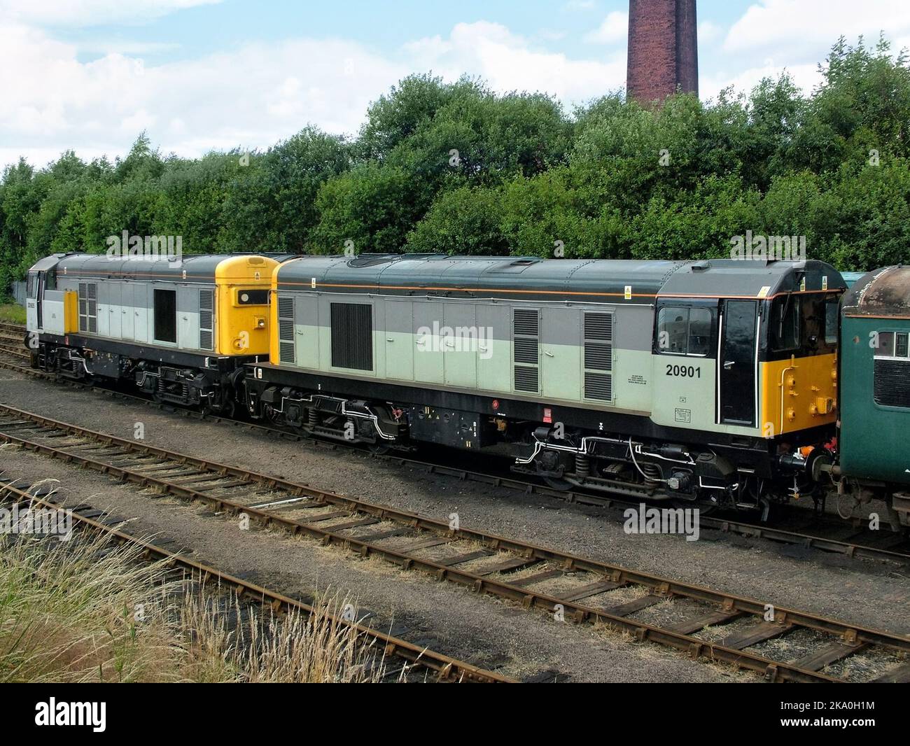 Two British class 20 diesel electric railway locomotives at Barrow Hill ...