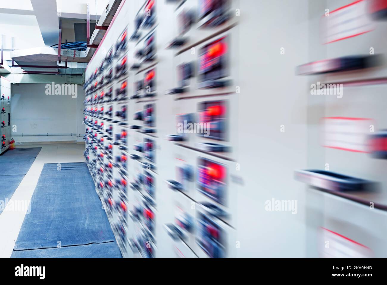 Electrical energy distribution substation in a power plant Stock Photo ...