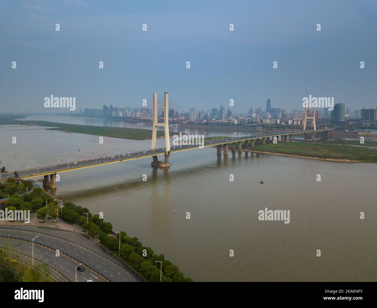 yangtze river cable stayed bridge Stock Photo - Alamy
