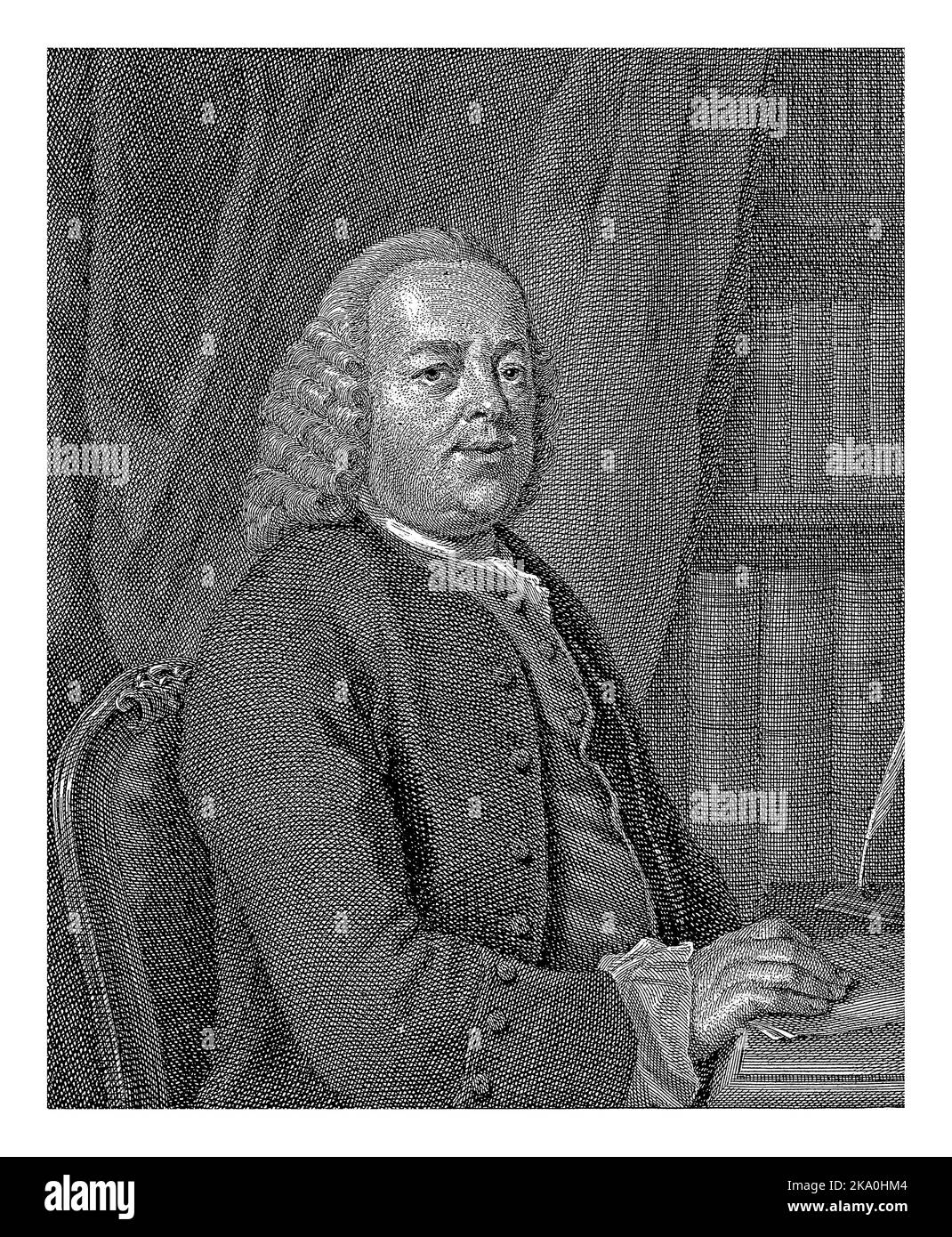 Half-length portrait to the right of Jan Wagenaar, sitting at a writing ...