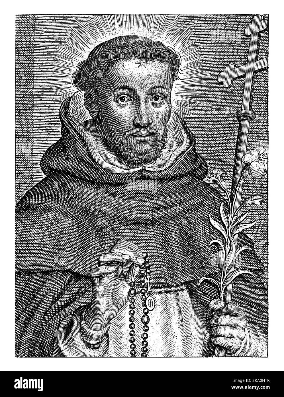 Saint Dominic with Rosary and Lily Stock Photo - Alamy