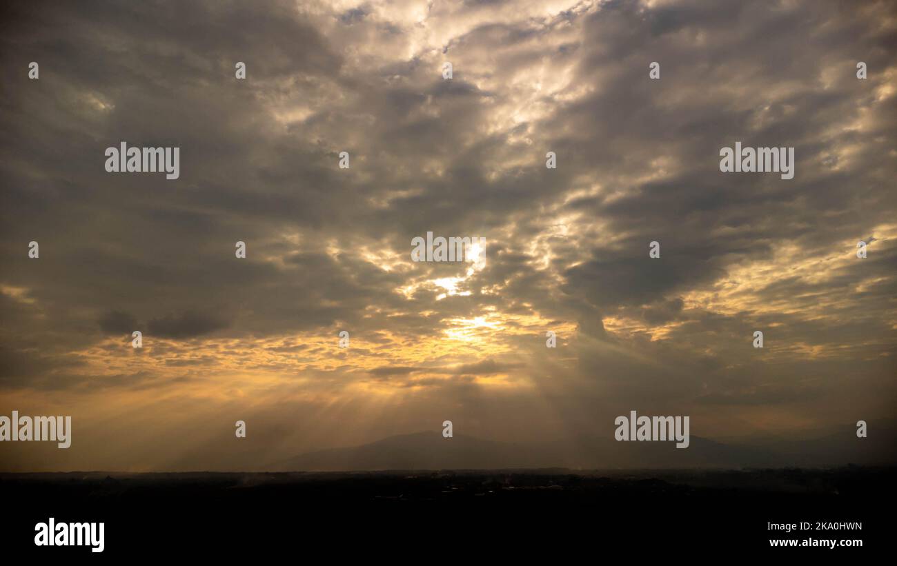 Time lapse of the beautiful scenery of the sunset sky with the golden ...