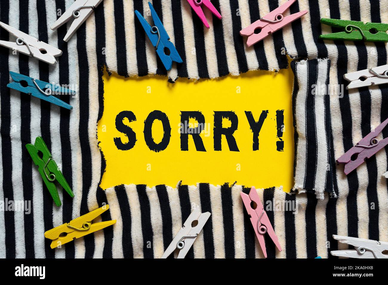 Hand writing sign Sorry. Business concept most difficult to give and ...