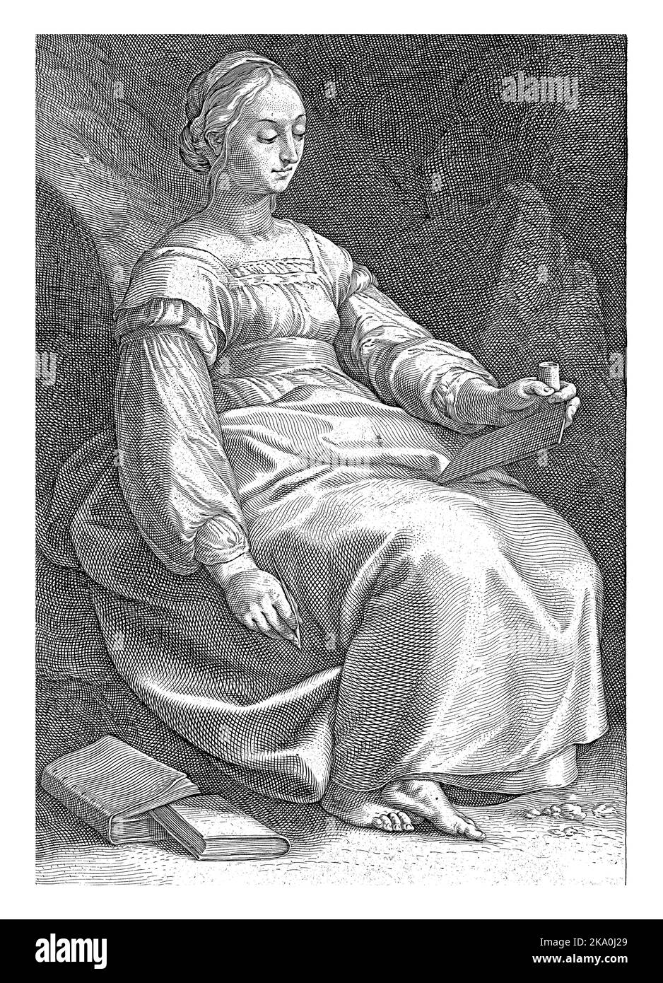 A series of nine muses. Four lines of Latin by Franco Estius in the ...