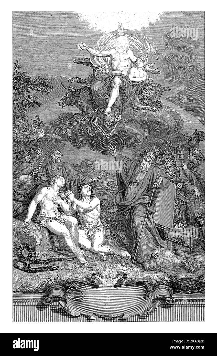 Allegorical representation with figures from the Old Testament. Left ...