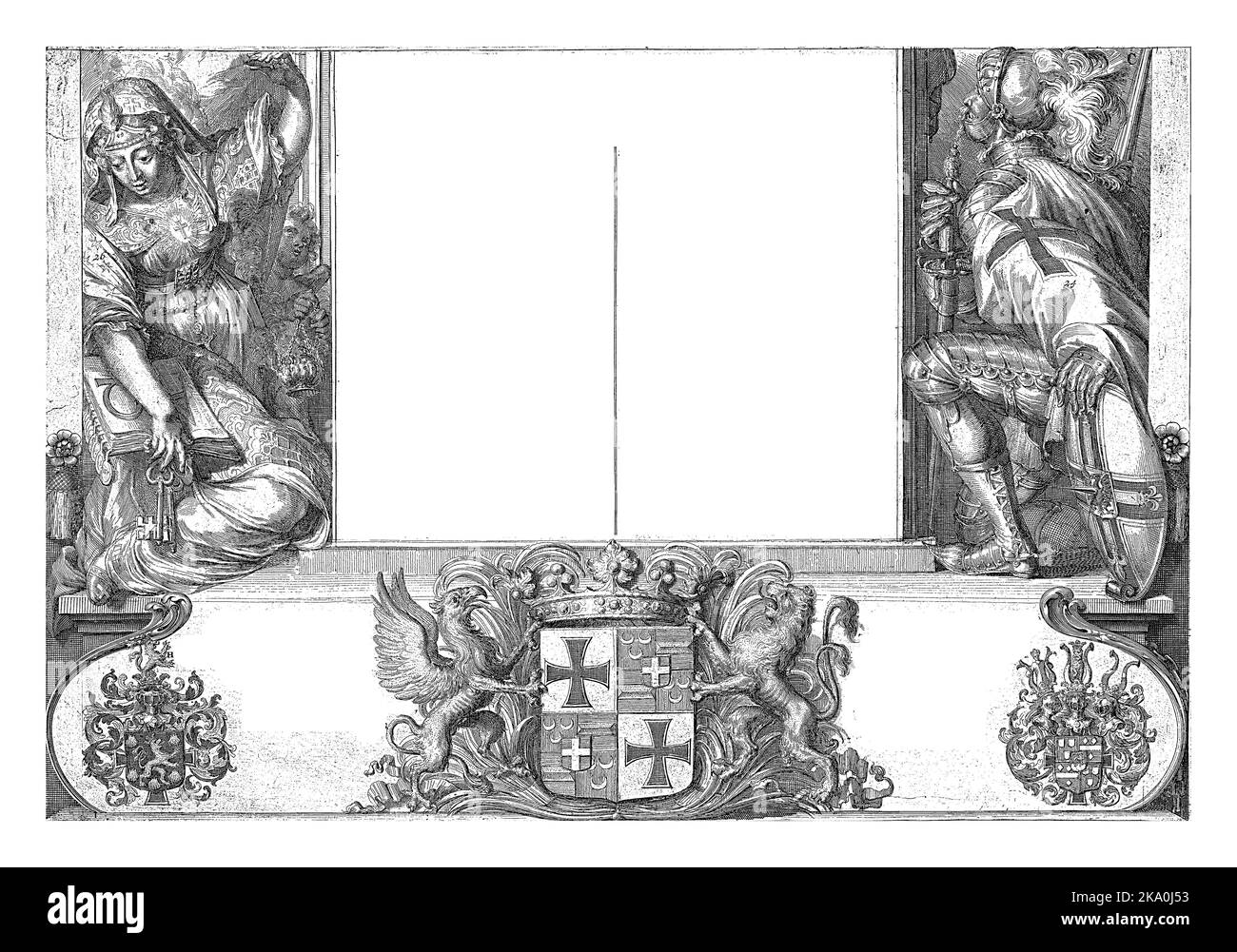 Legend for the history and works of the Teutonic Order; arms of the ...