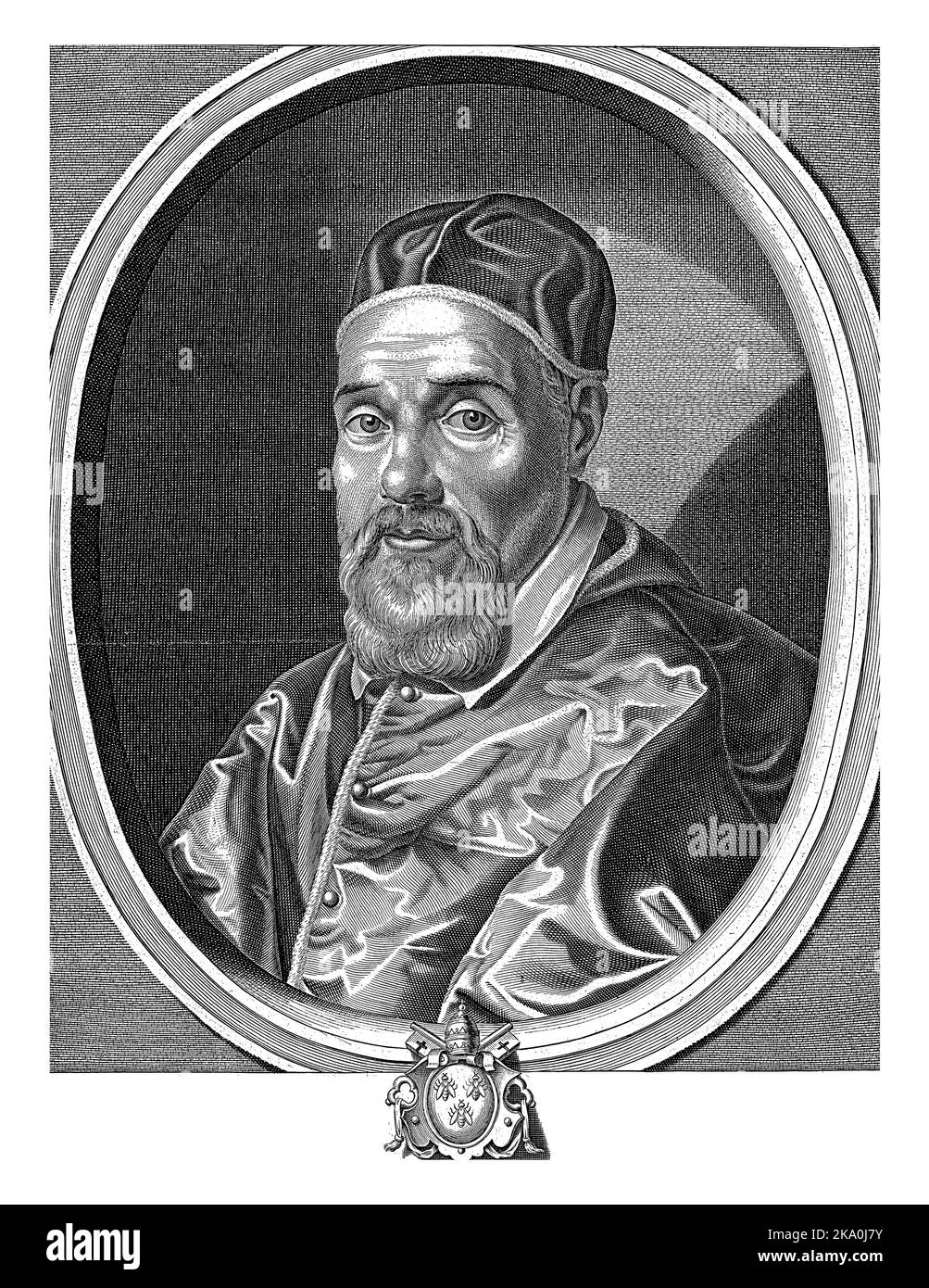Portrait of Pope Urban VIII at the age of 56 in papal garb. Bust to the ...