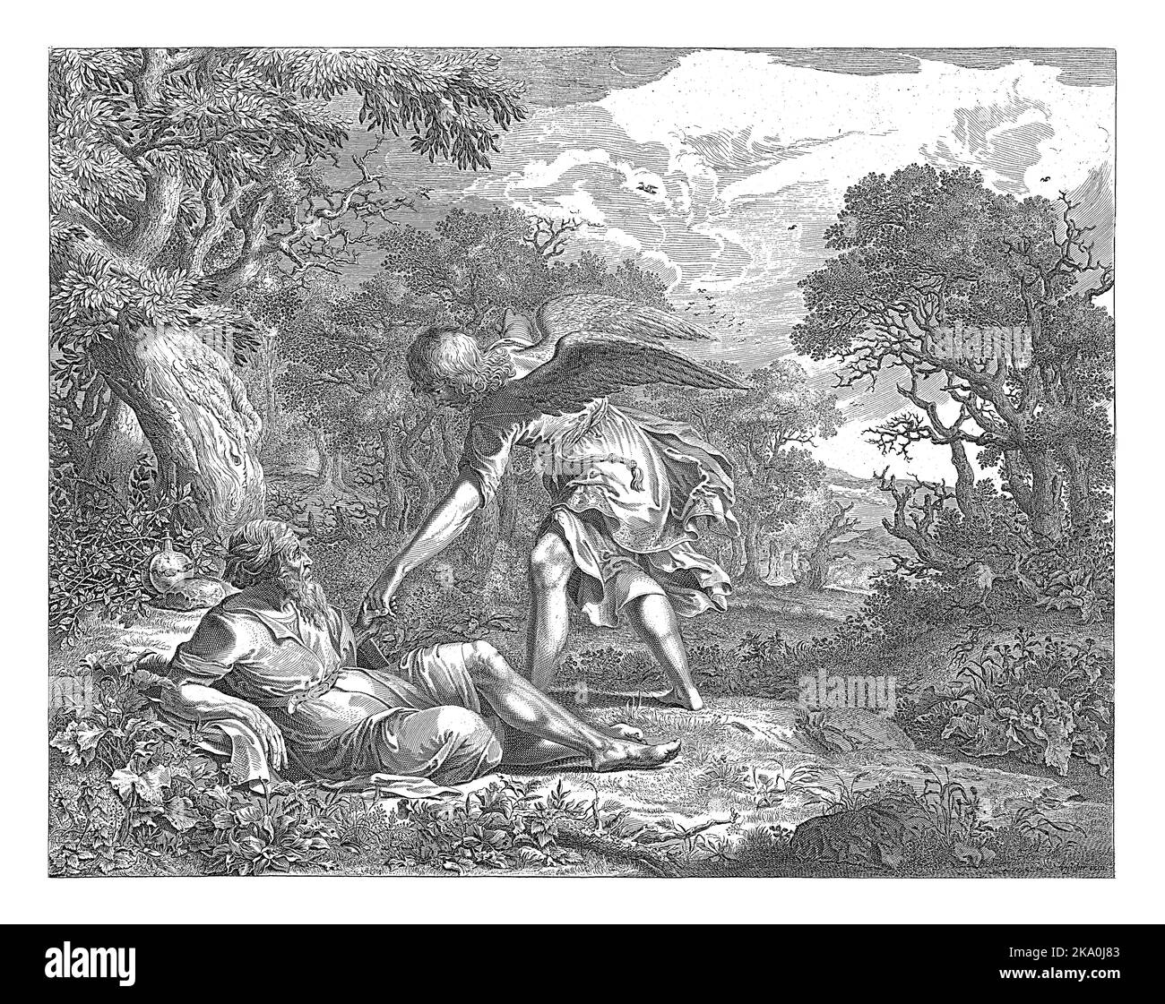 Elijah and the Angel, Pieter Nolpe, after Pieter Symonsz. Potter, 1623 ...