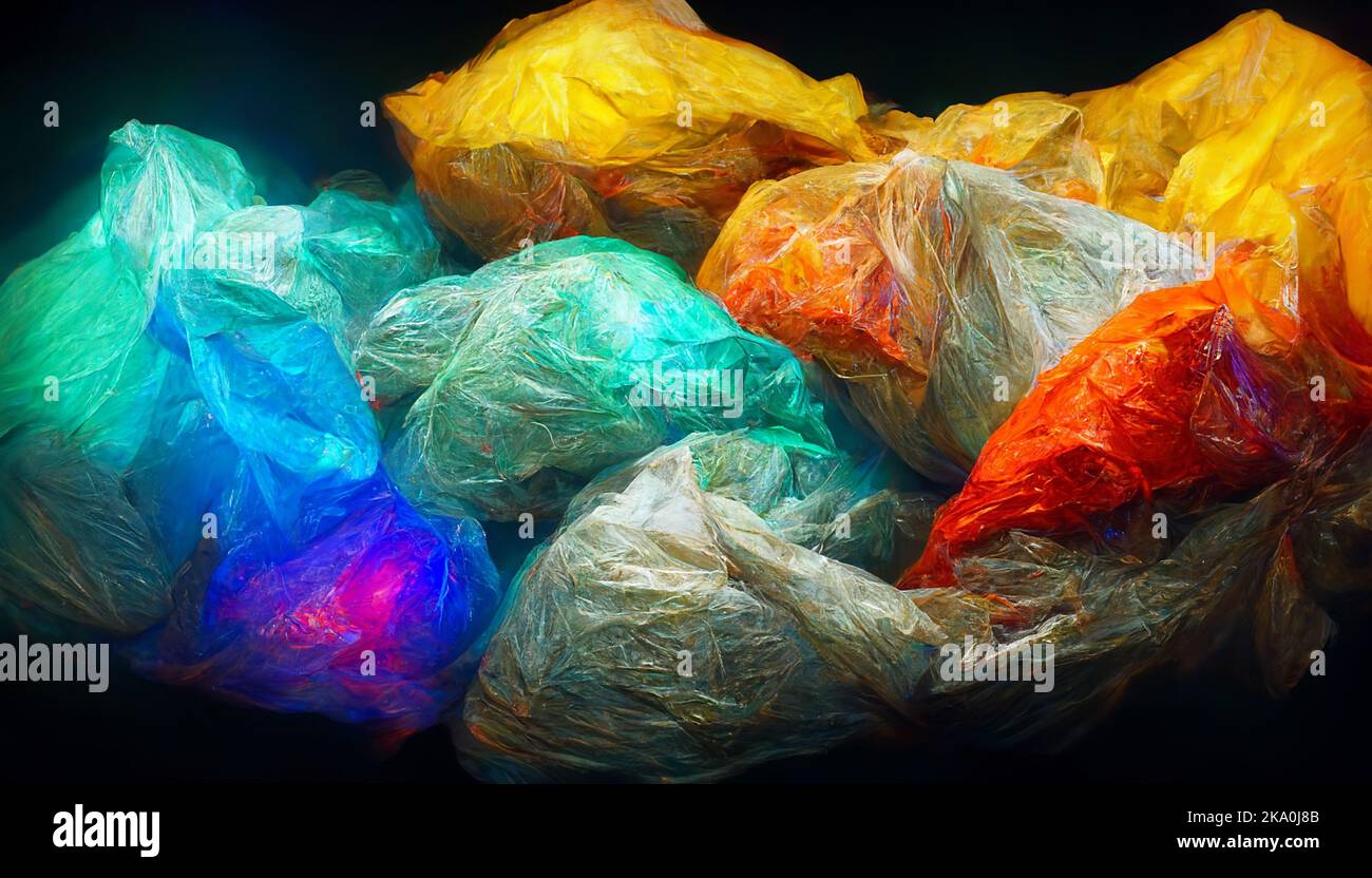 The waste used colorful plastic bag Stock Photo - Alamy