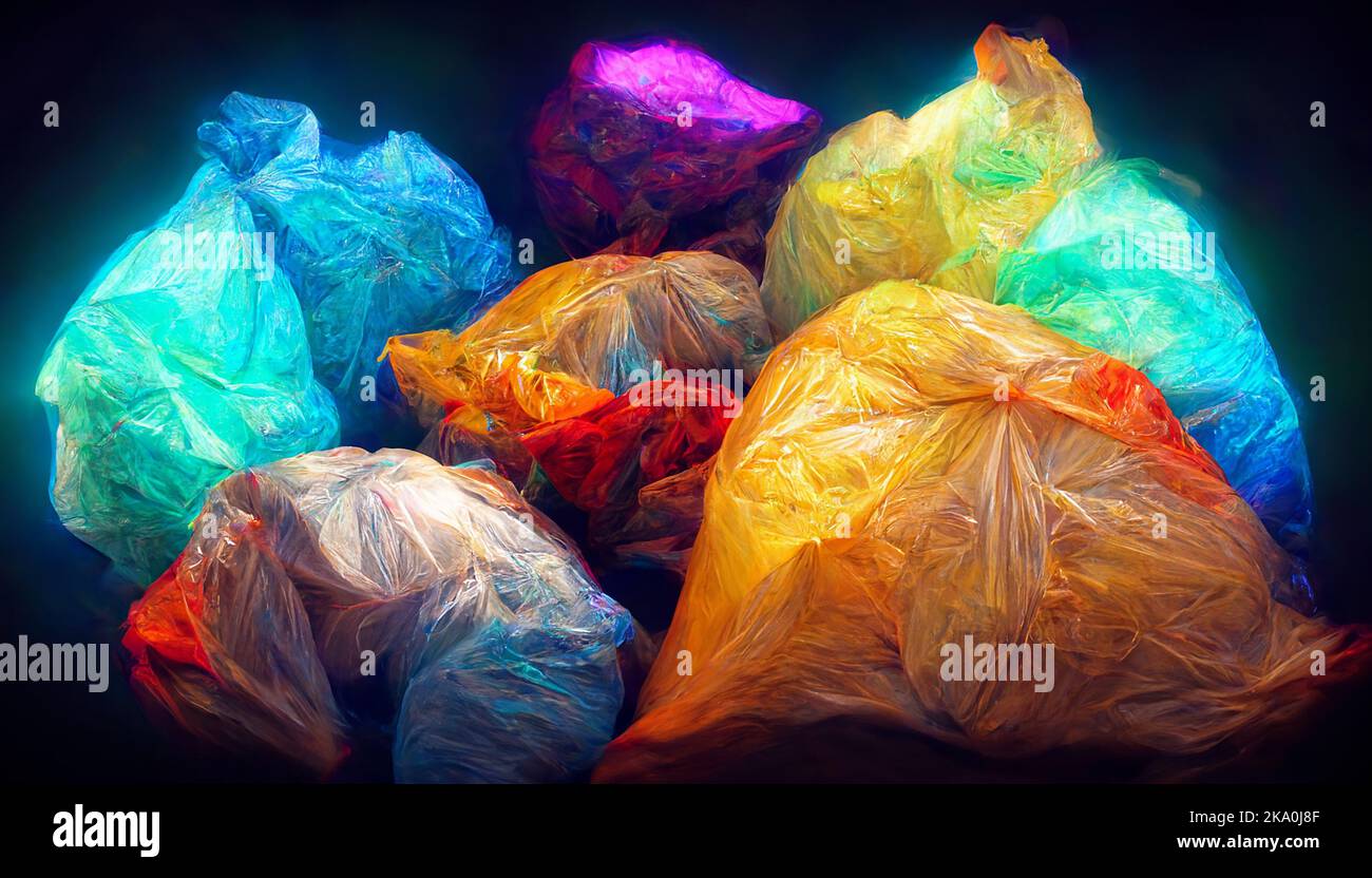 The waste used colorful plastic bag Stock Photo - Alamy