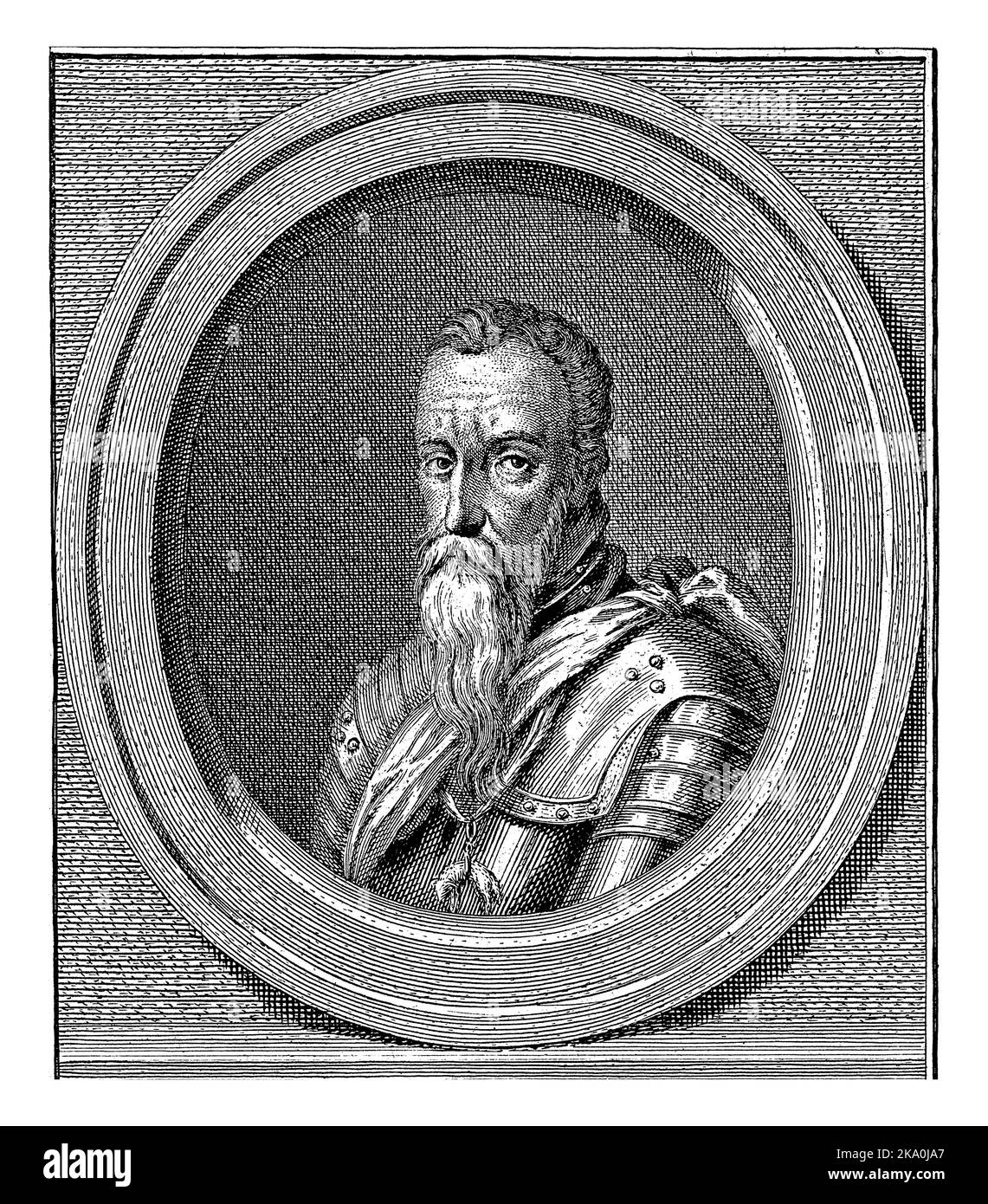 Bust to the left of Fernando Alvarez de Toledo, Duke of Alba in an oval ...