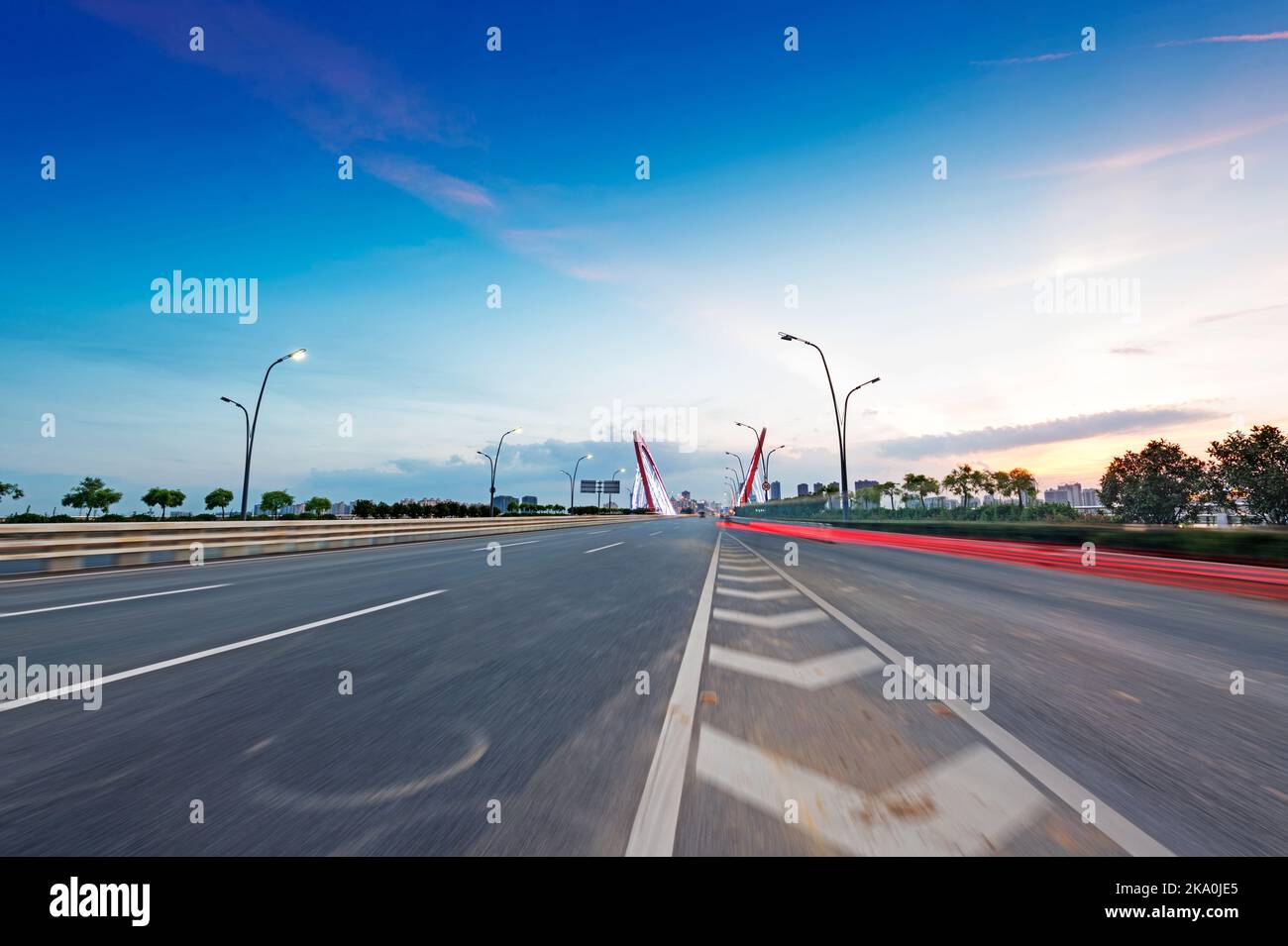 moving car with blur light through city at night Stock Photo - Alamy