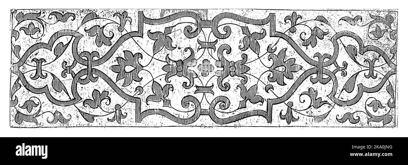 Frieze with moresque in a buckle-like shape. In between are arabesques ...