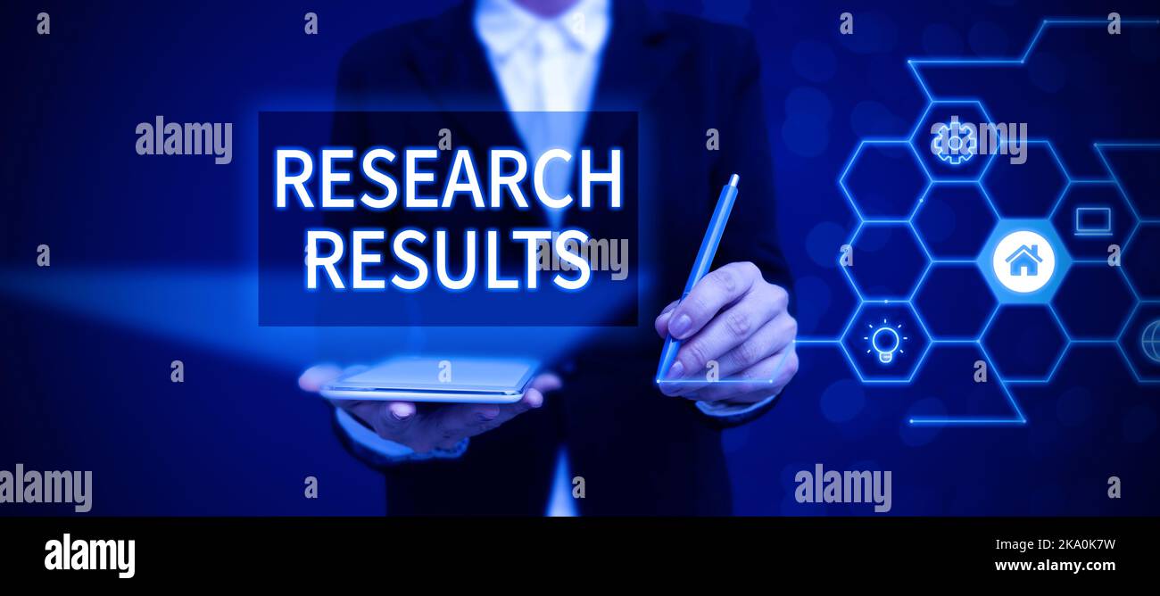 Sign displaying Research Results. Business idea process of promoting ...