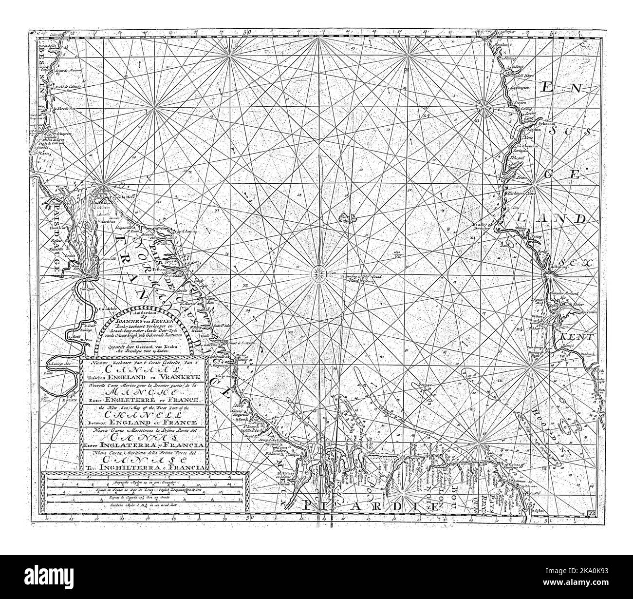 Passport map of part of The Channel, the strait between Great Britain ...