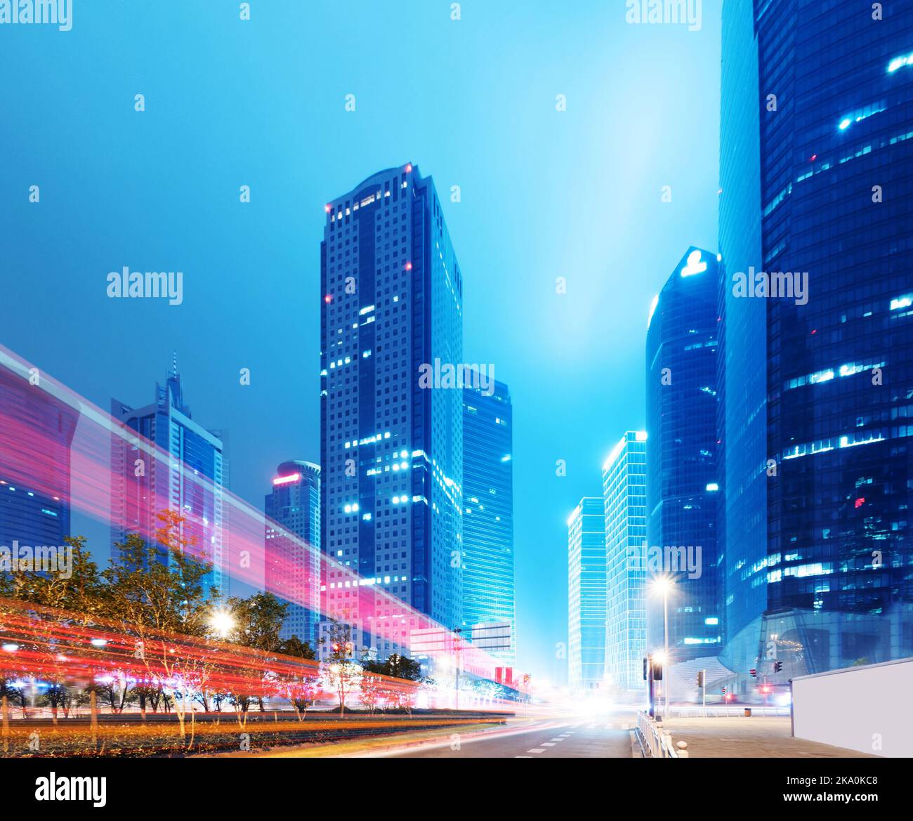 Shanghai Lujiazui Finance & Trade Zone modern city night background ...