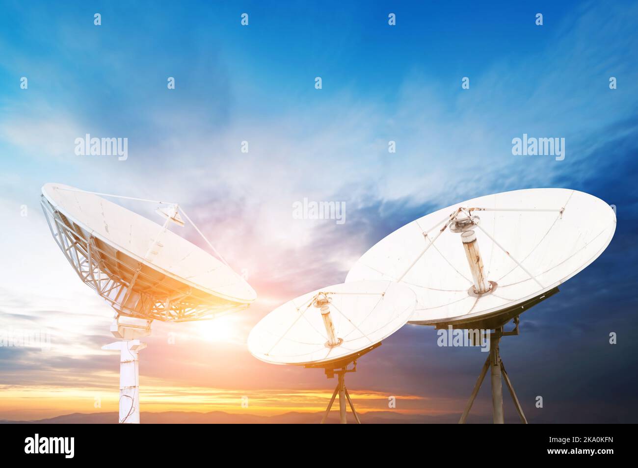 satellite dish antennas under sky Stock Photo - Alamy