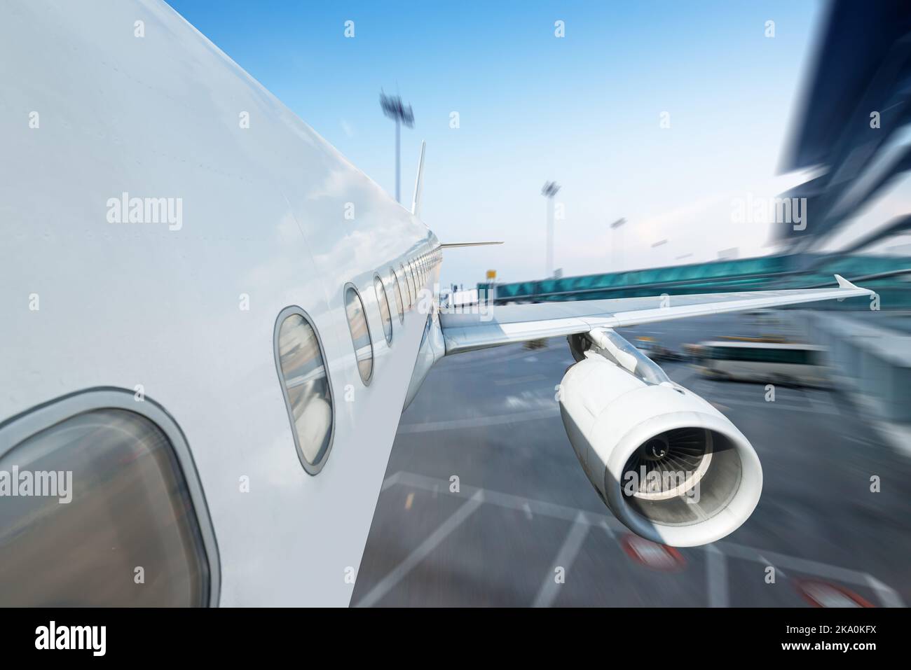 passenger plane fly up over take-off from airport Stock Photo - Alamy