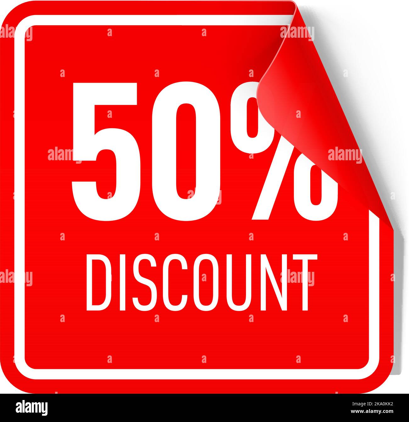 Red Square Label with Shadows and Curved Corner Stock Vector Image ...