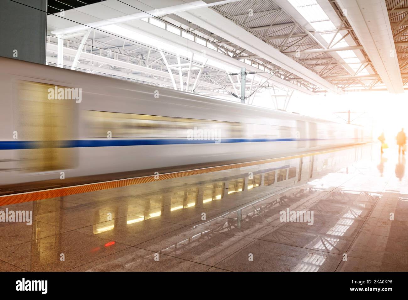 train stop at railway station Stock Photo - Alamy