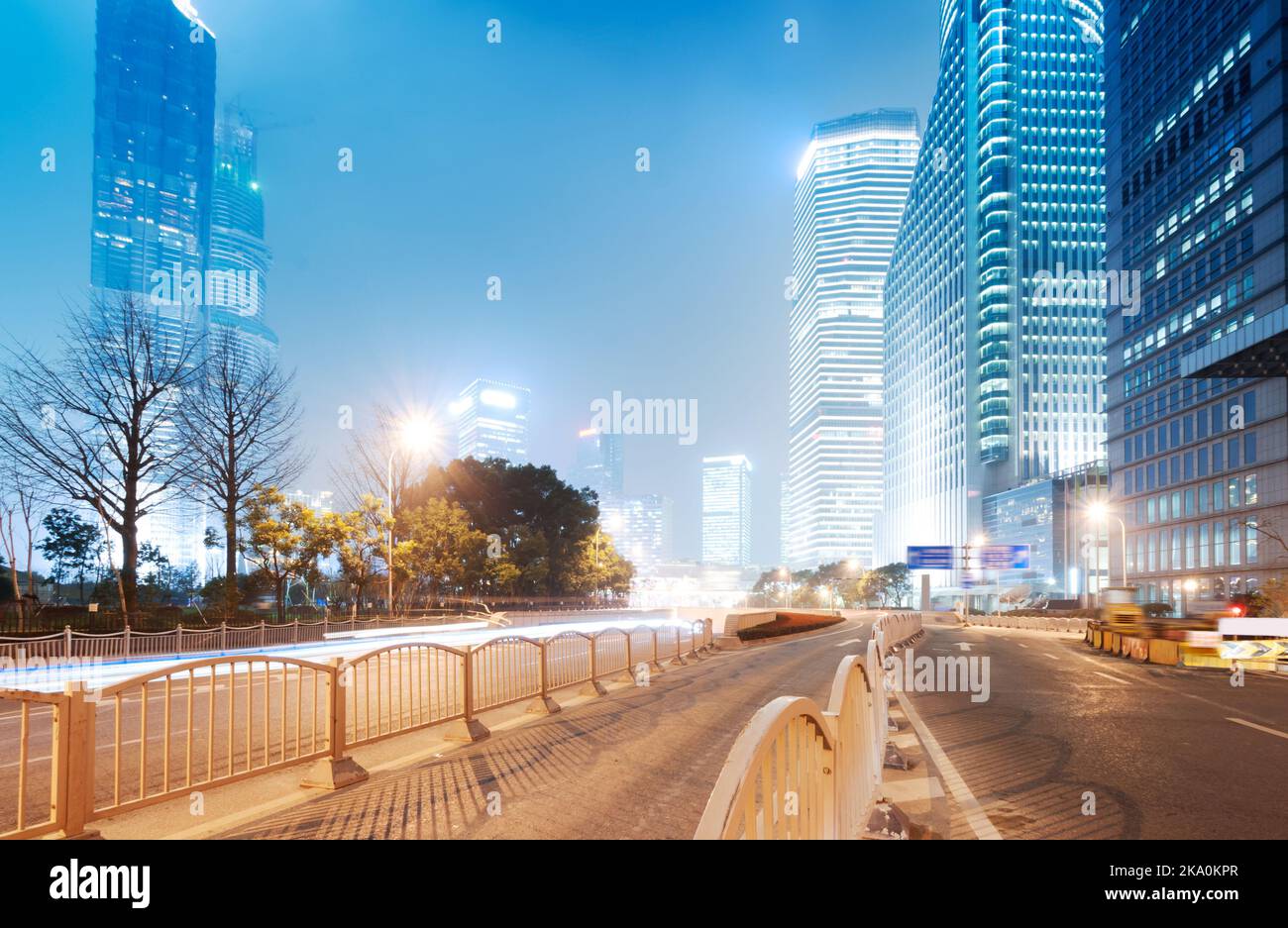 Shanghai Lujiazui Finance & Trade Zone modern city night background ...
