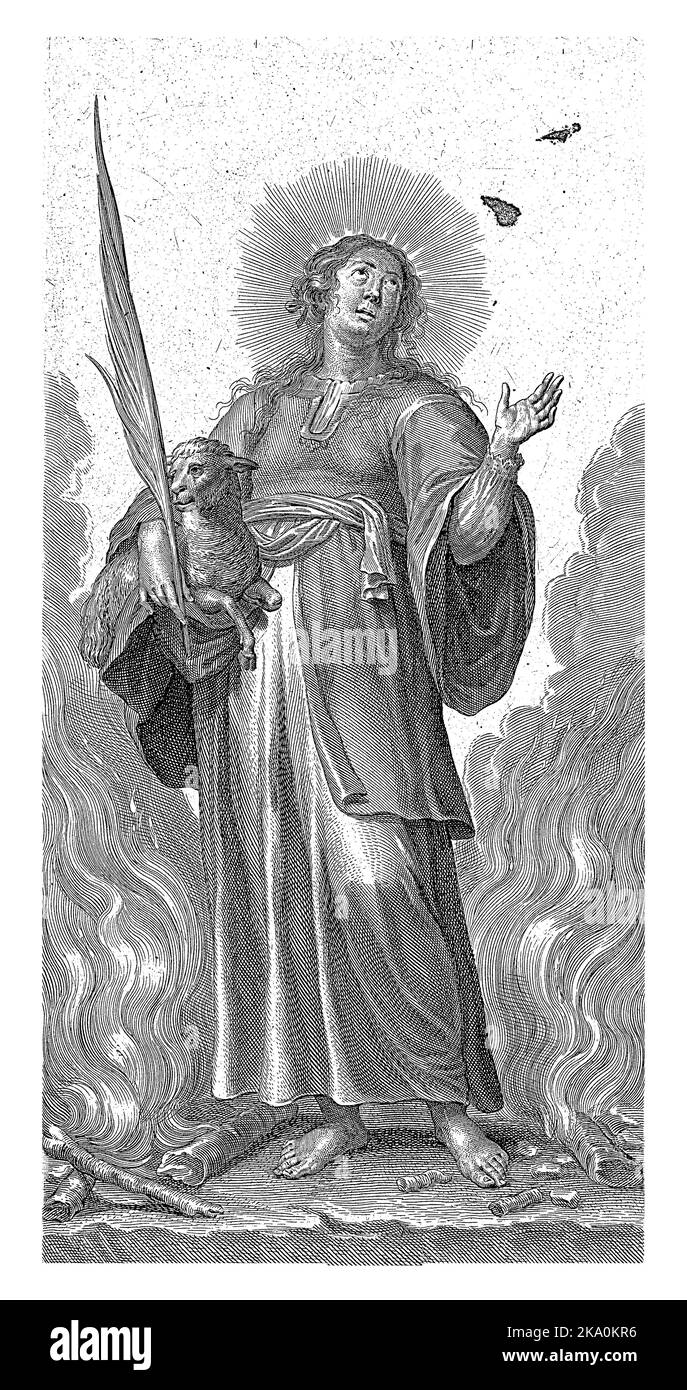 Saint Agnes as a Martyr with Lamb among the Flames, Pieter de Bailliu ...