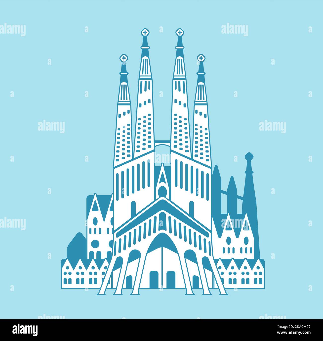 Sagrada Familia - Spain | World famous buildings vector illustration ...