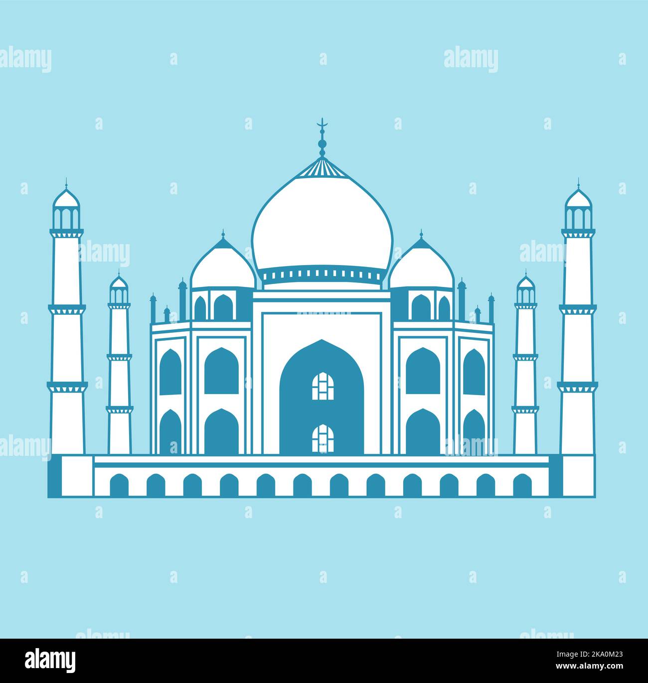 Taj Mahal - India | World famous buildings vector illustration Stock ...