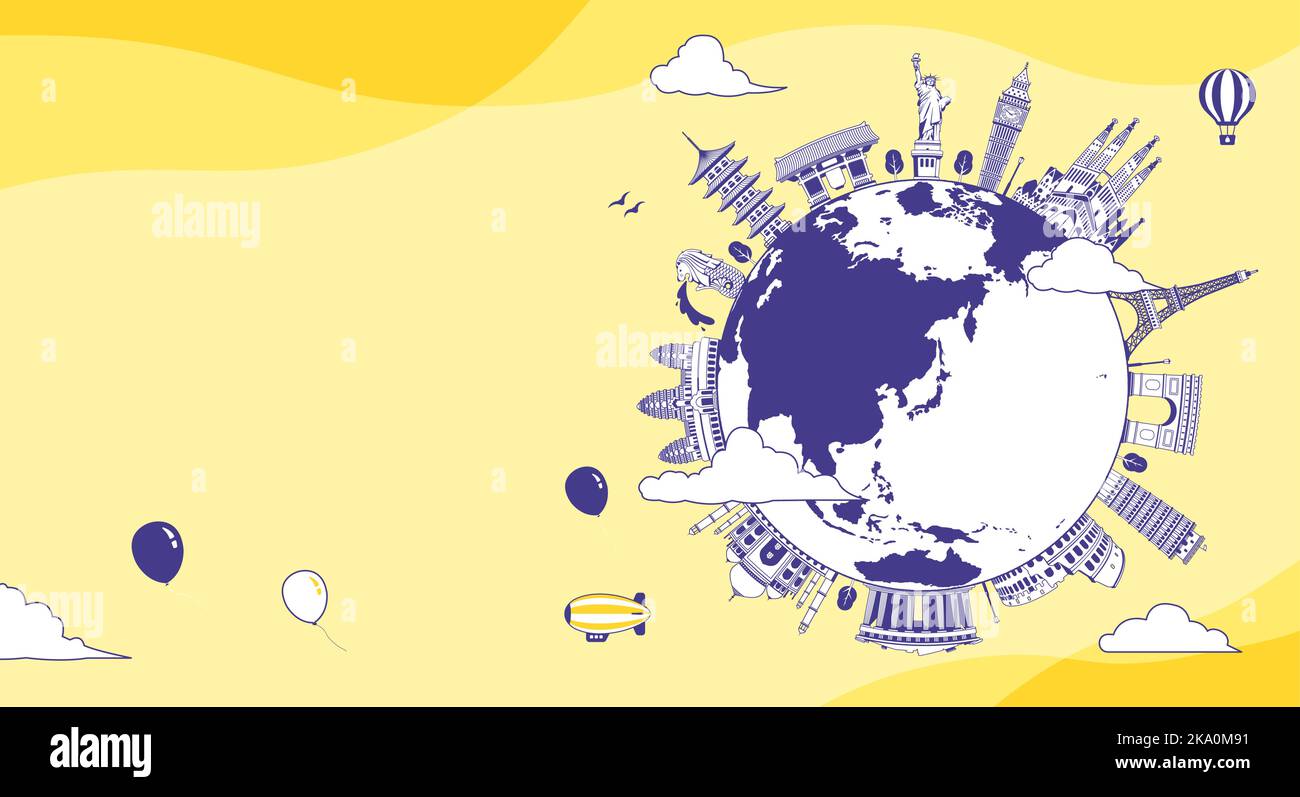 Travel, vacation, sightseeing banner vector illustration ( world famous ...