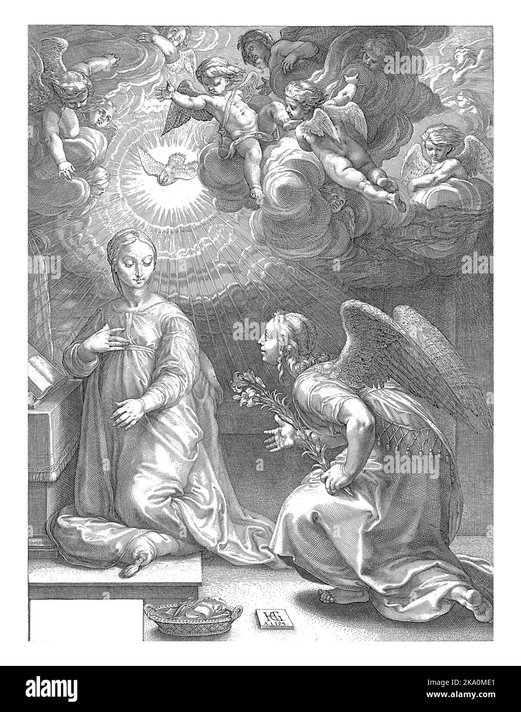 The angel Gabriel announces the birth of Christ to Mary, who is ...