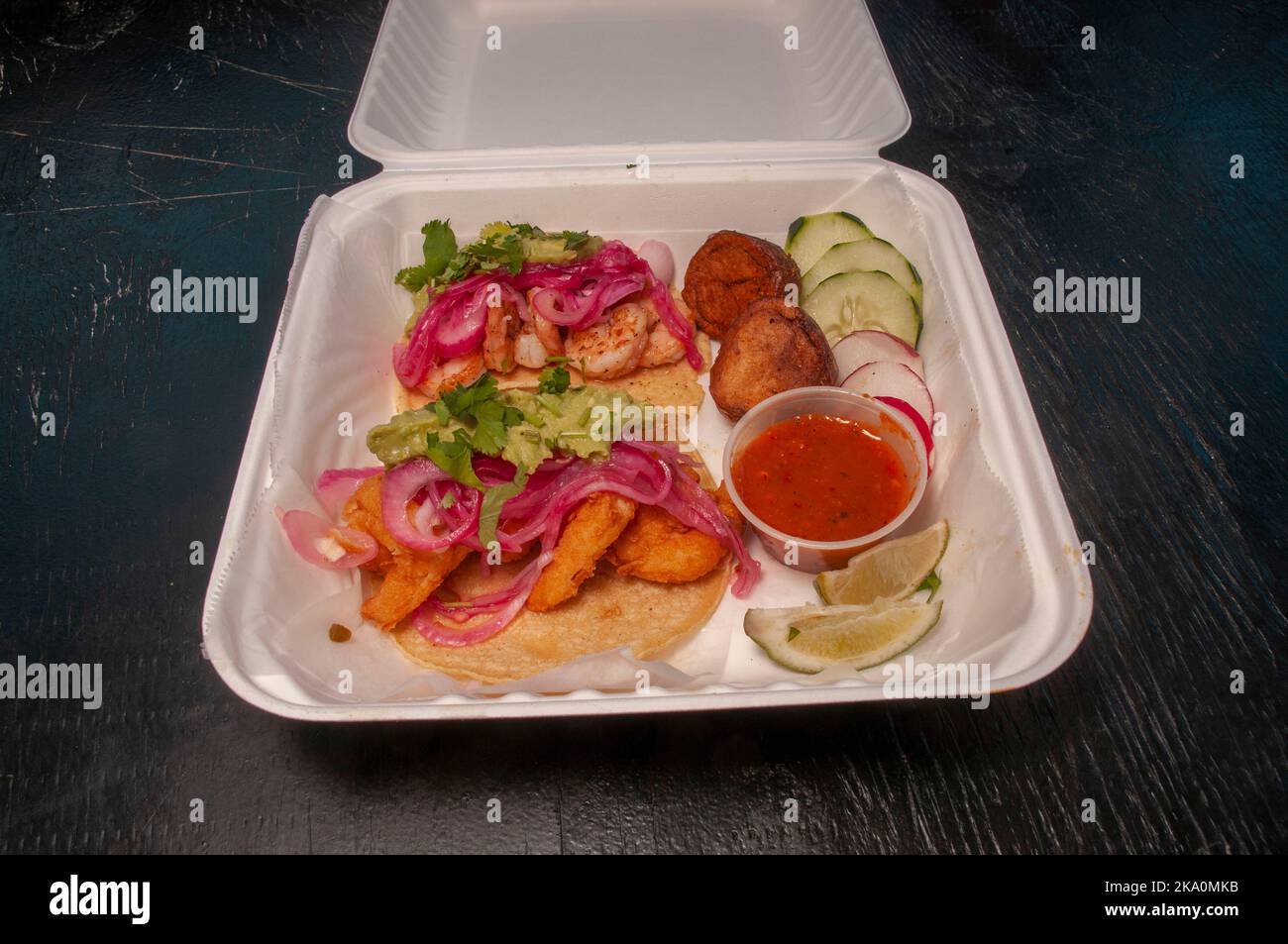 Authentic tex mex mexican cuisine known as a shrimp taco Stock Photo ...