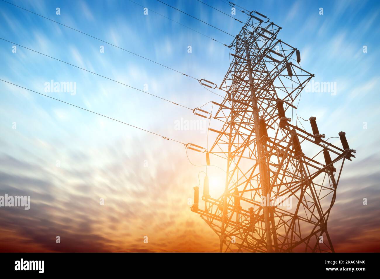high voltage post.High-voltage tower sky background Stock Photo - Alamy