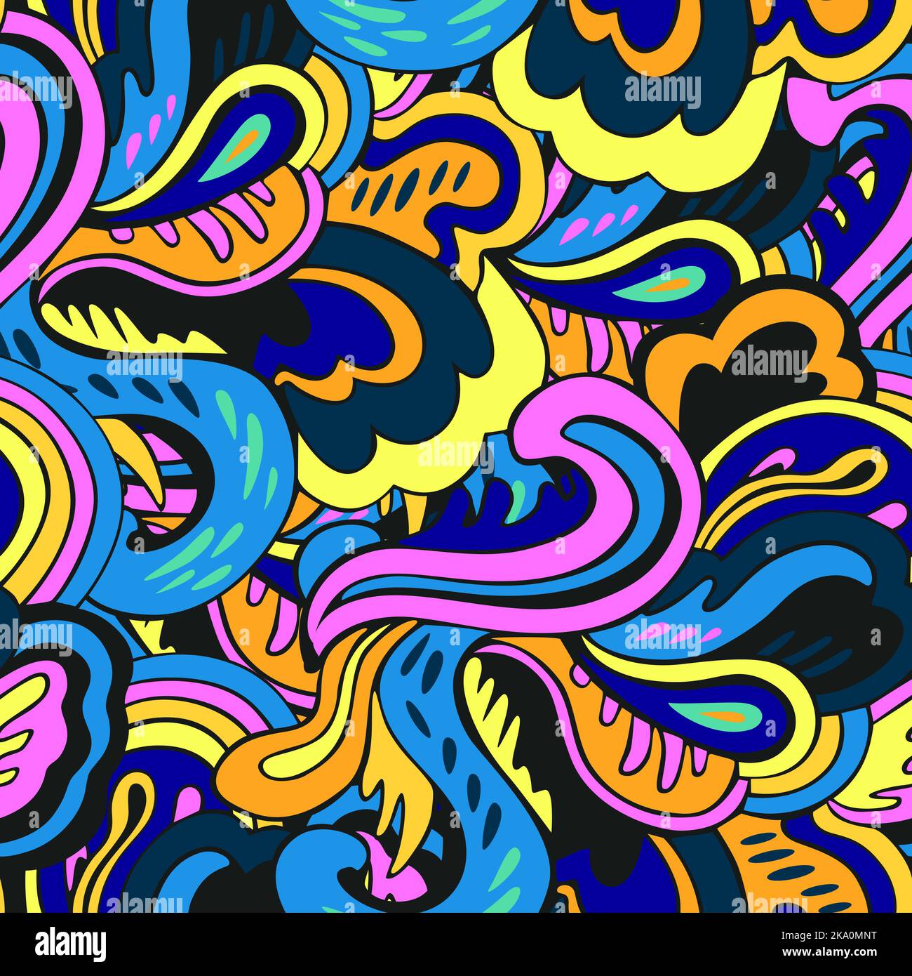 Colorful seamless pattern with crazy psychedelic organic abstract ...