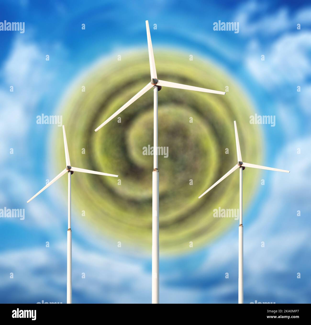 Green blurred background wind turbines Stock Photo - Alamy