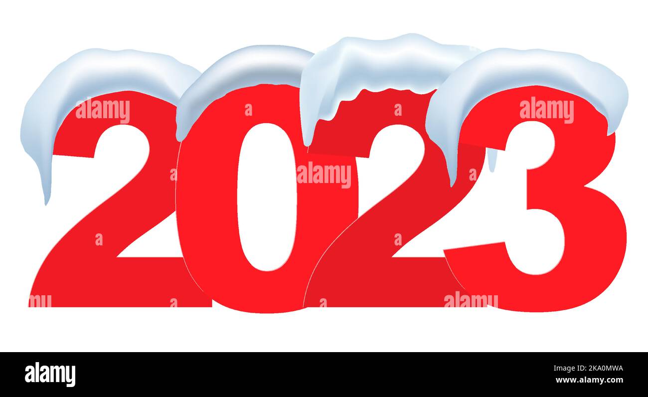 Big red numbers 2023 in the snow. New Year 2023 background. Christmas ...
