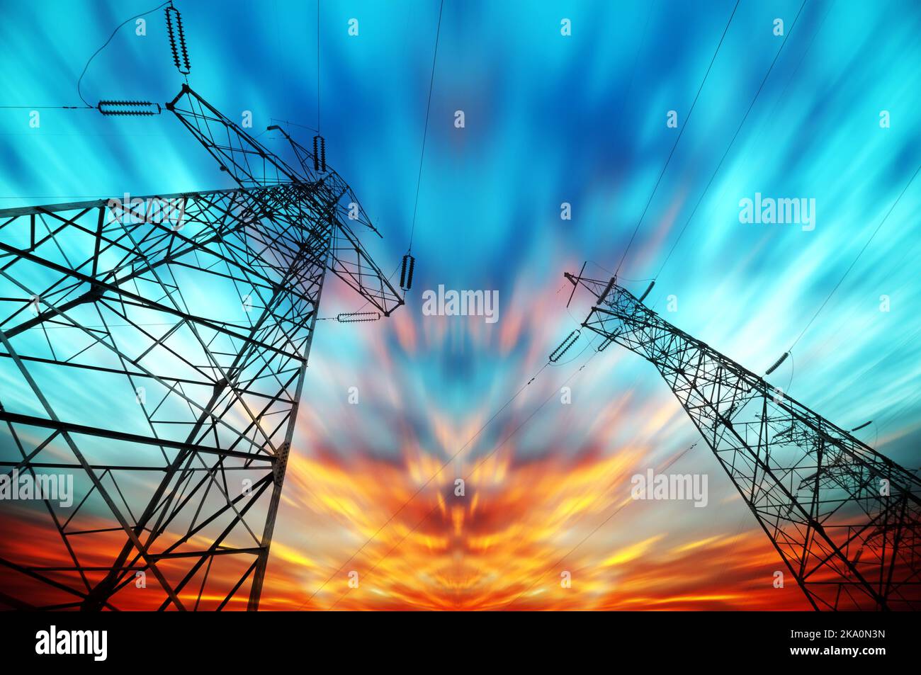 high voltage post.High-voltage tower sky background Stock Photo - Alamy